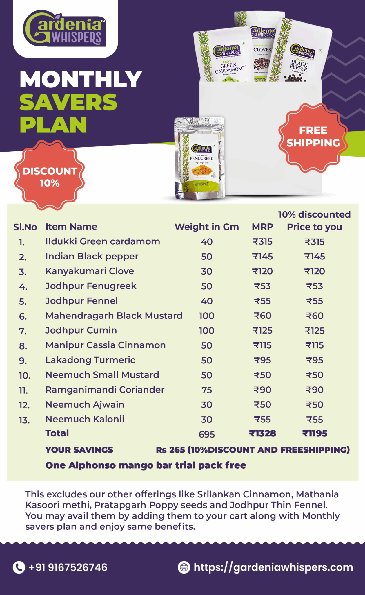 Monthly Savers Plan - Gardenia Whispers